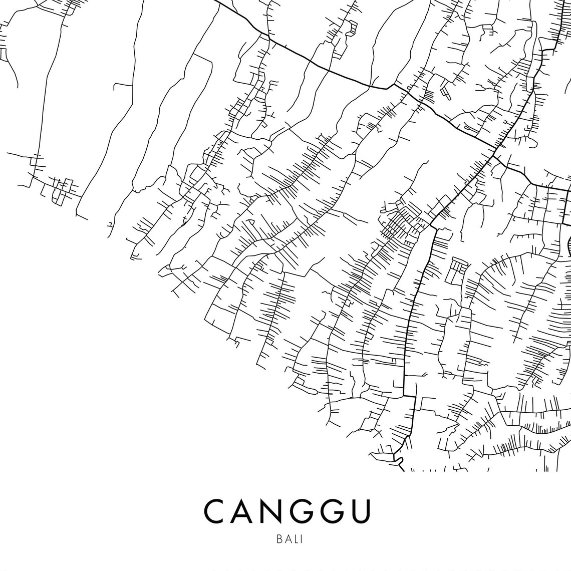 Canggu, Bali, Indonesia City Map Print Wall Art | Print at Home ...