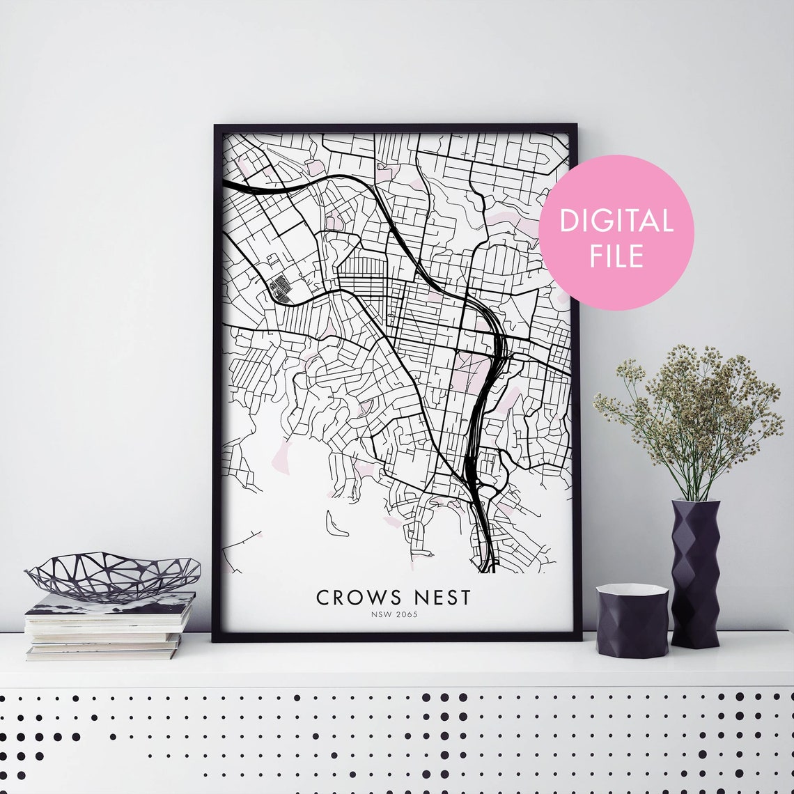 Crows Nest, Sydney, Australia City Map Print Wall Art | Print at Home ...