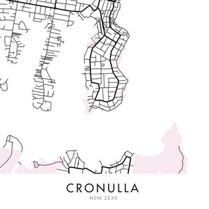 Cronulla, Sydney, Australia Art, City Map Print Wall Art A4 A3 A2 A1 ...