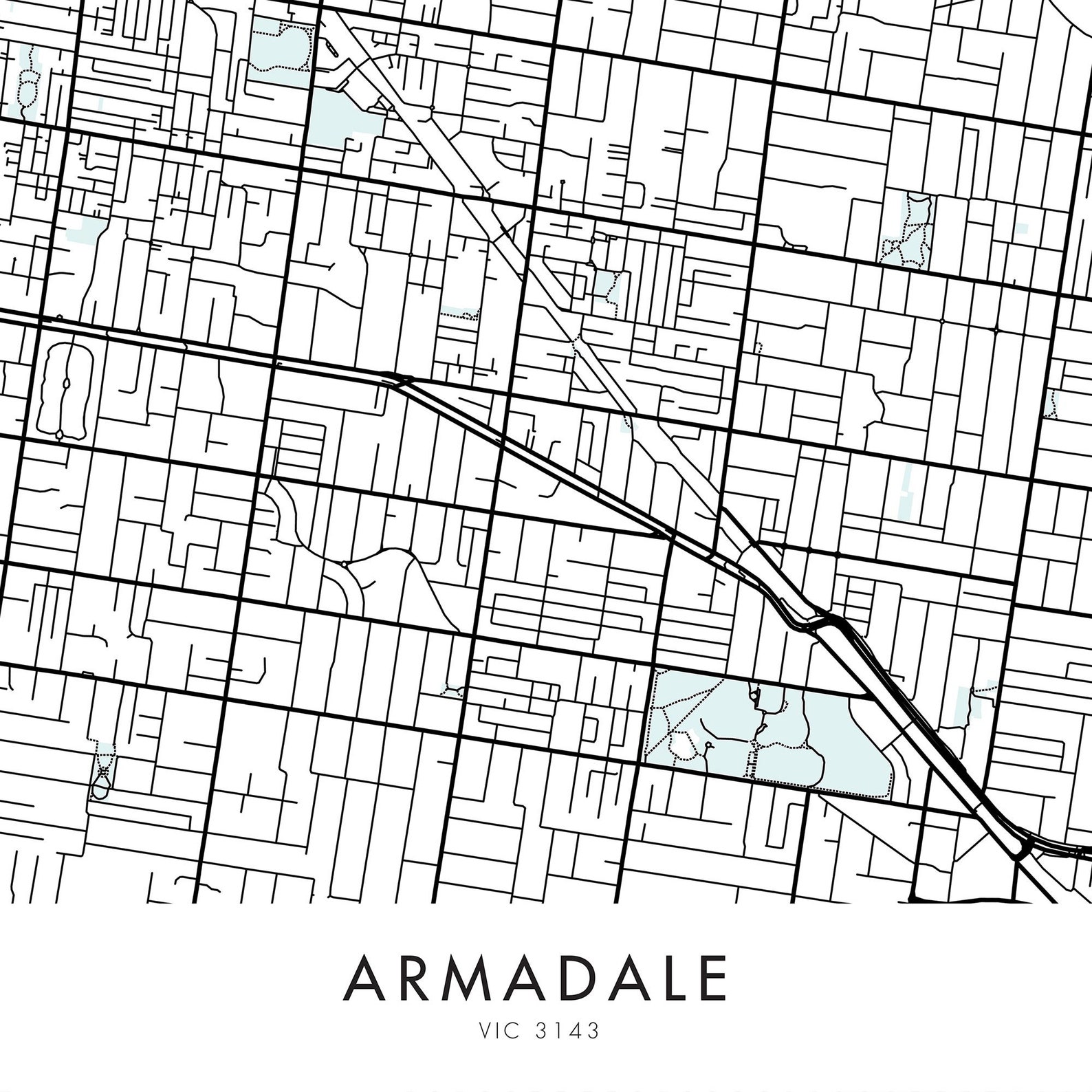 Armadale Melbourne Art City Map Print Wall Art A4 A3 A2 A1 - Etsy