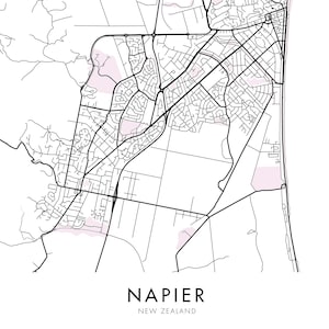 Napier New Zealand Art City Map Print Wall Art A4 A3 A2 A1 - Etsy