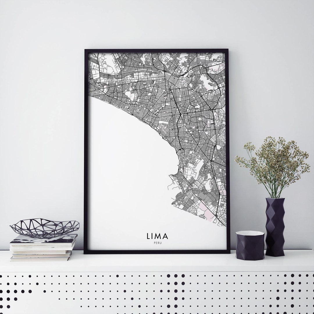Lima, Peru City Map Print Wall Art Poster | A4 A3 A2 A1 - Etsy