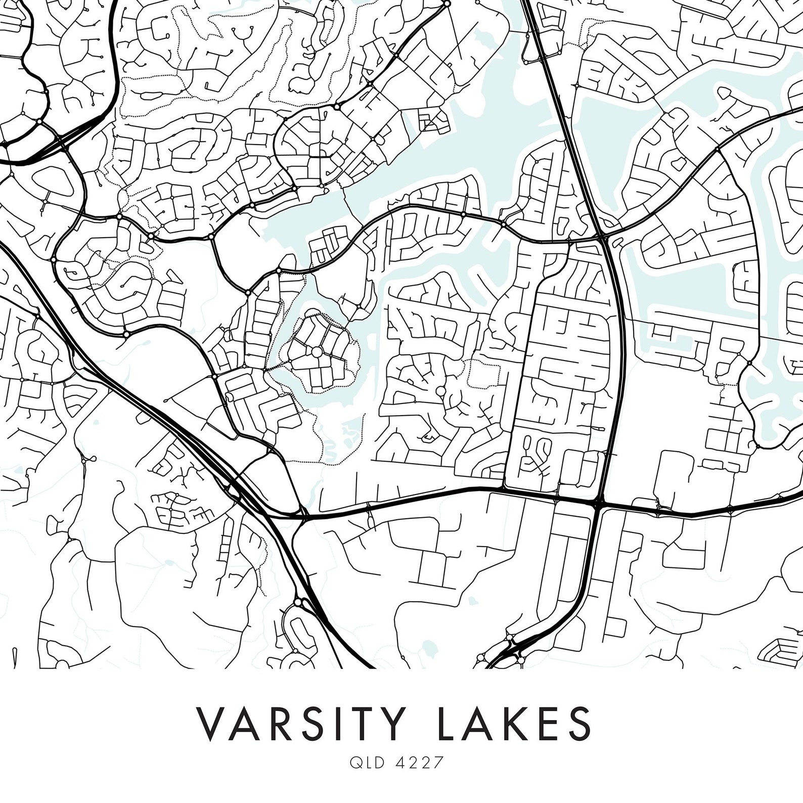 Varsity Lakes Gold Coast Australia Art City Map Print Wall | Etsy