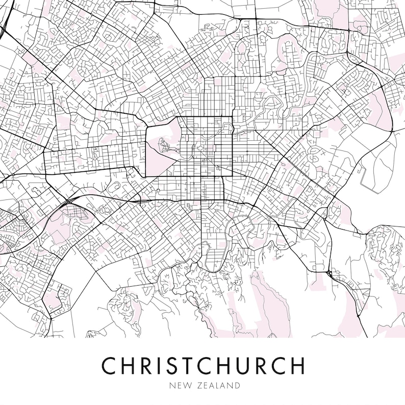 Christchurch, New Zealand City Map Print Wall Art Poster | Print at ...