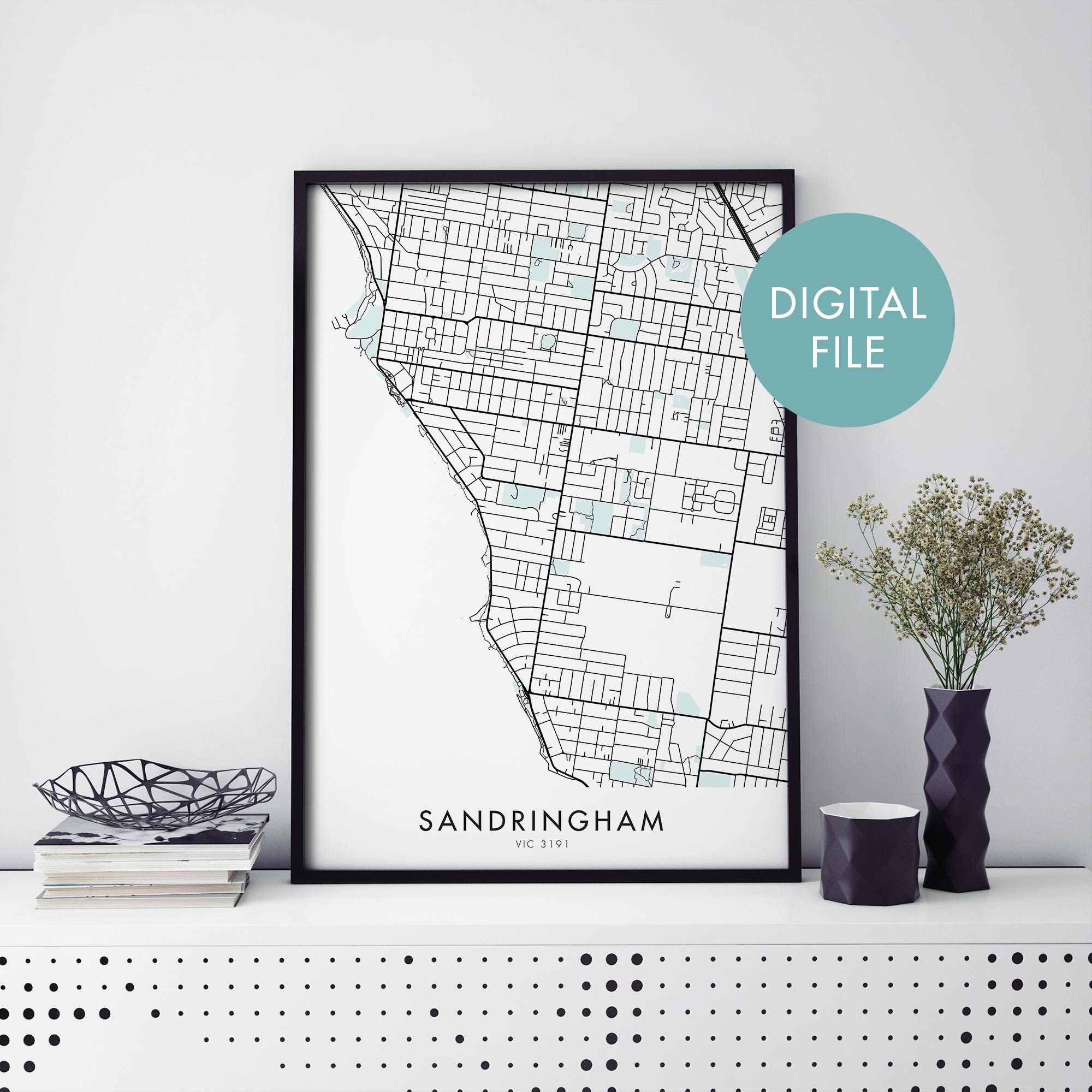Sandringham Melbourne City Map Print Wall Art Print at Home - Etsy UK