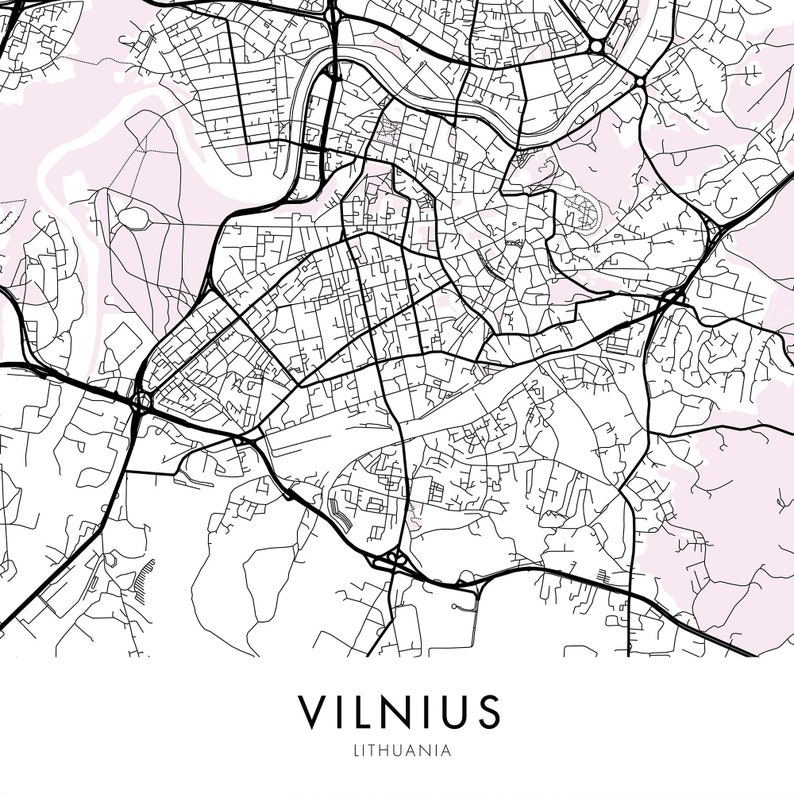 Vilnius Lithuania Art City Map Print Wall Art A4 A3 A2 A1 - Etsy