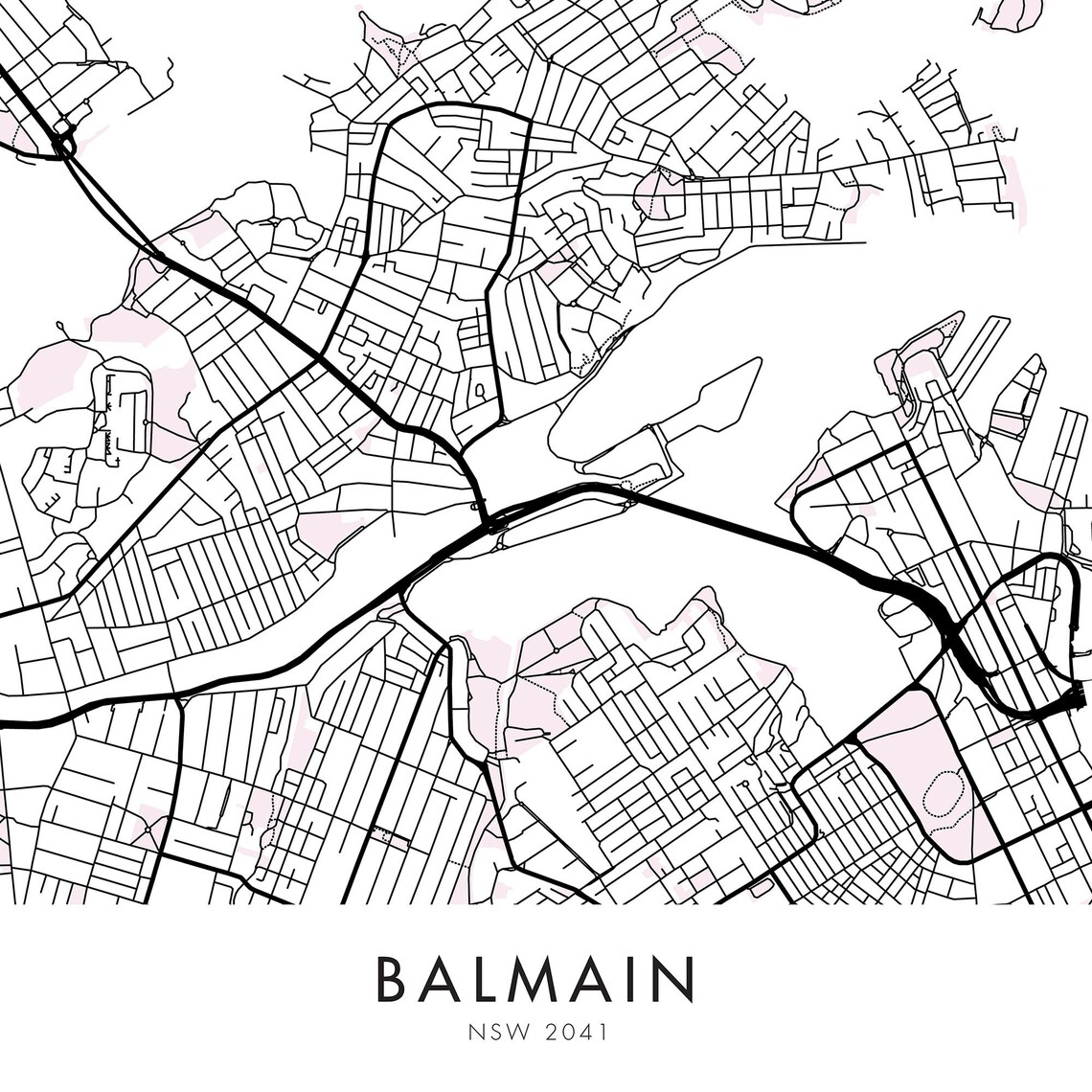 Balmain Sydney Australia City Map Print Wall Art Print At | Etsy