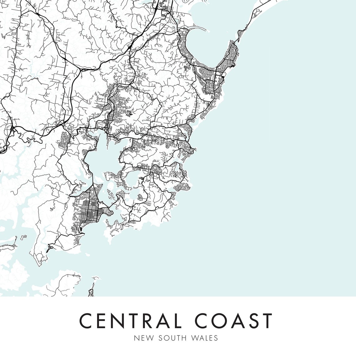 Central Coast New South Wales Australia City Map Print Wall - Etsy