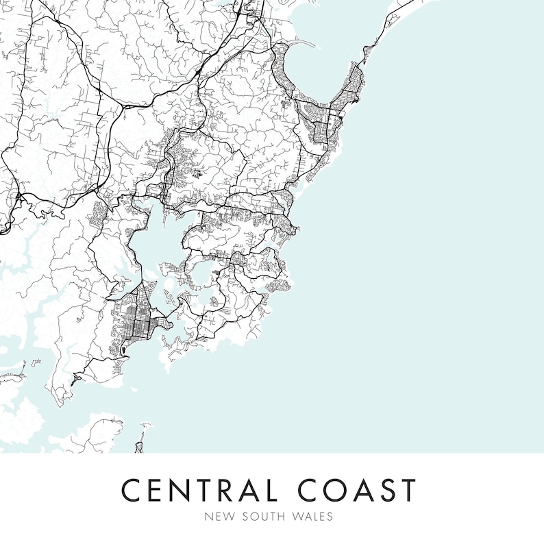 Central Coast New South Wales Australia City Map Print Wall - Etsy