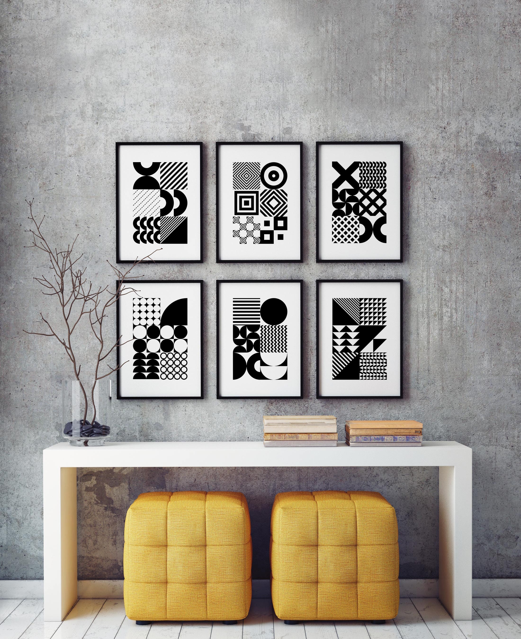 Bullseye | Modern Geo Black & White Abstract Print Wall Art | 4x6 5x7 ...