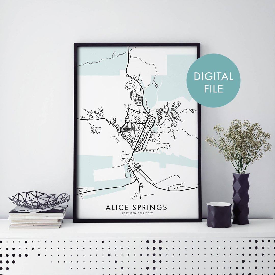Alice Springs, Northern Territory, Australia City Map Print Wall Art ...