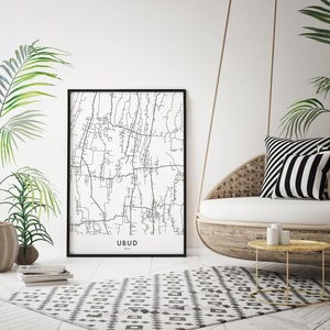 Ubud, Bali, Indonesia Art, City Map Print Wall Art | A4 A3 A2 A1 - Etsy