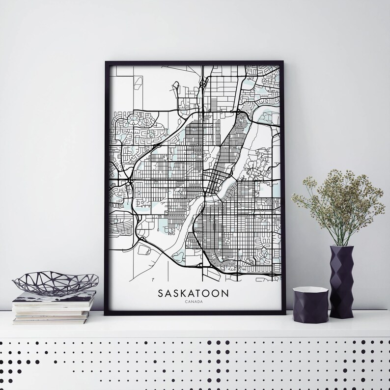 Saskatoon Saskatchewan Canada Art City Map Print Wall Art - Etsy