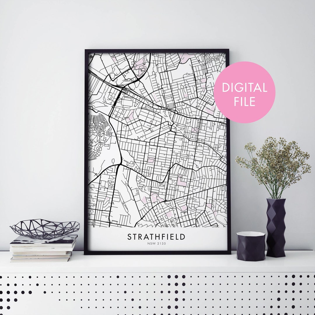 Strathfield, Sydney, Australia City Map Print Wall Art | Print at Home ...