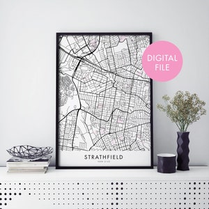 Strathfield, Sydney, Australia City Map Print Wall Art | Print at Home ...
