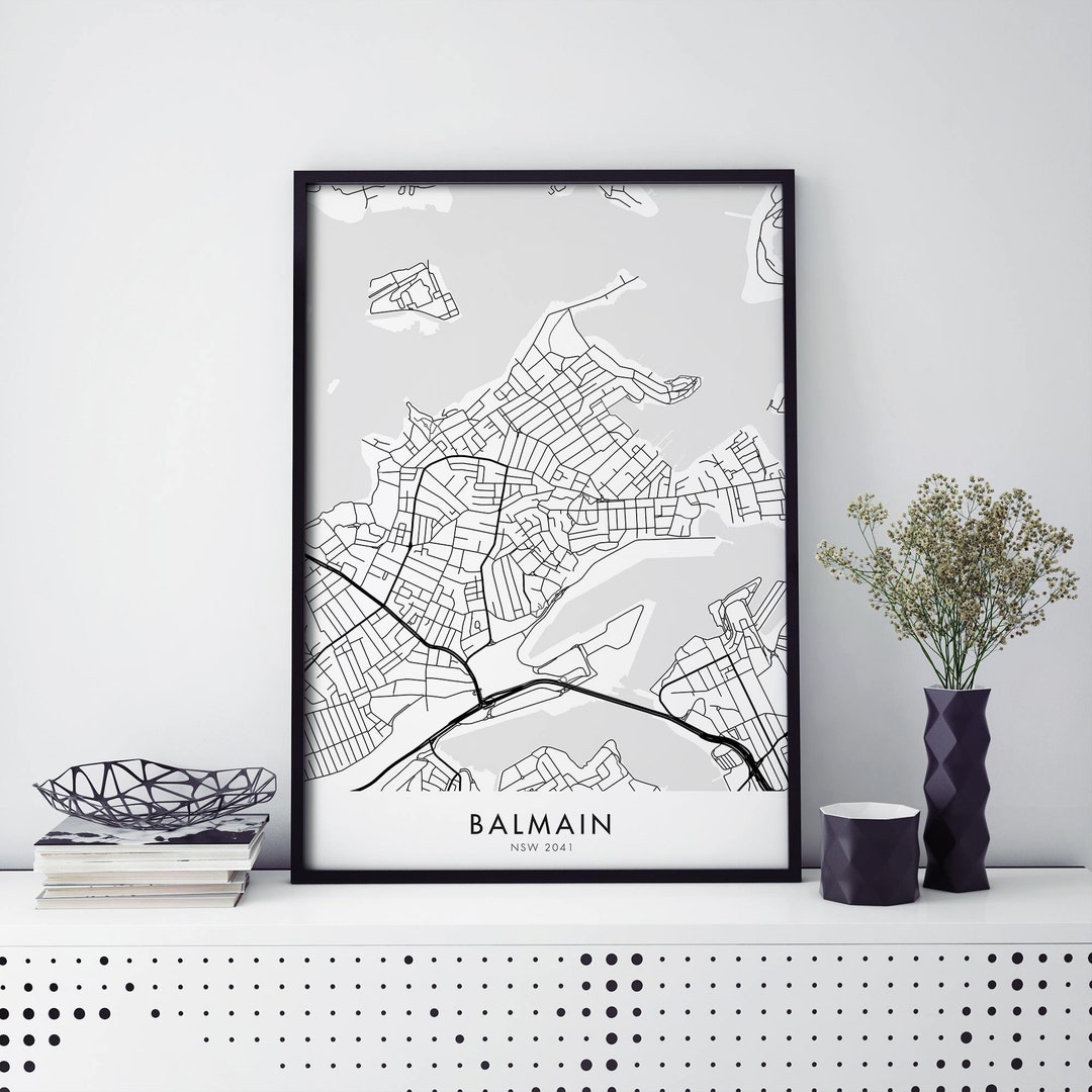 Balmain, Sydney, Australia Art, City Map Print Wall Art | A4 A3 A2 A1 ...