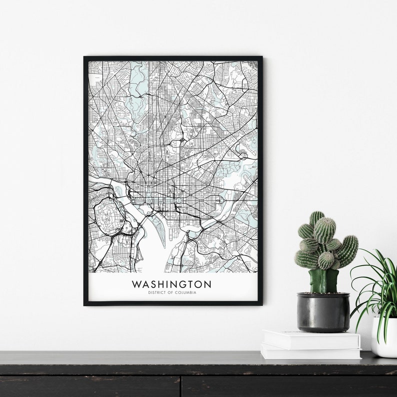 Washington DC City Map Print Wall Art Print at Home | Etsy