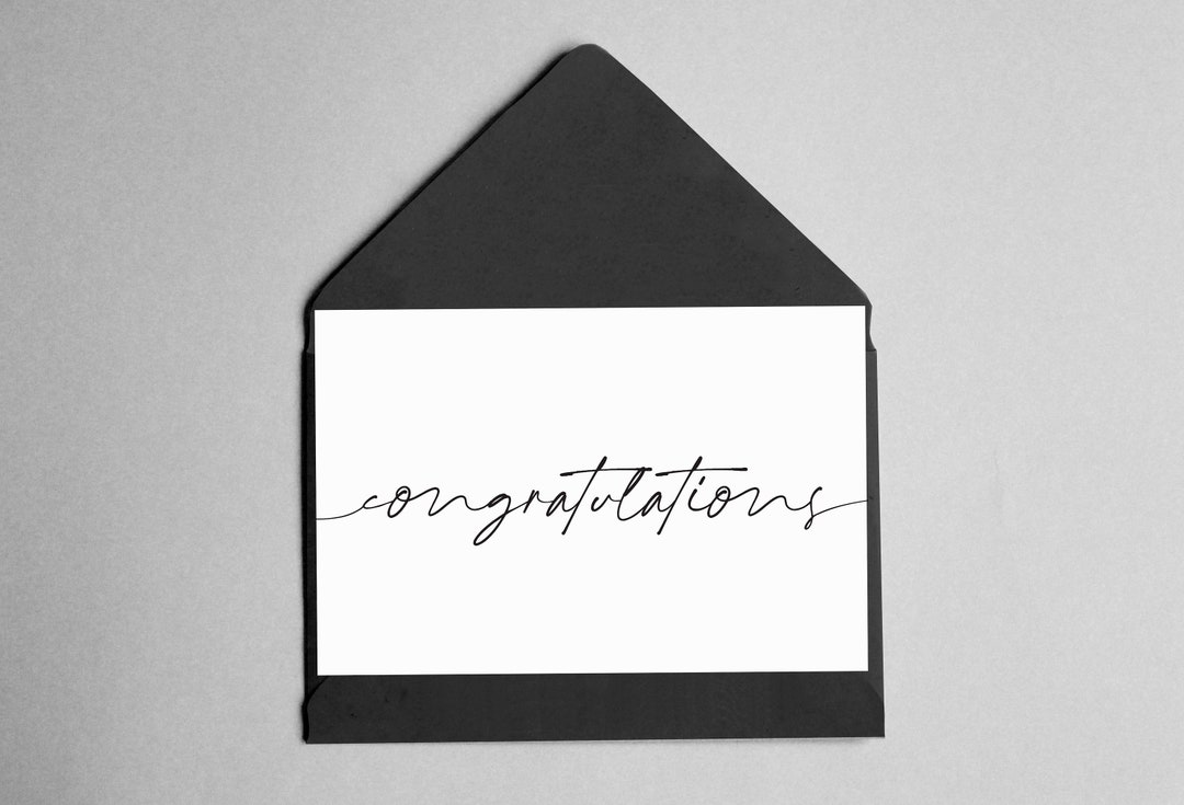 Congratulations Card - Script Font - "congratulations" - Etsy Australia