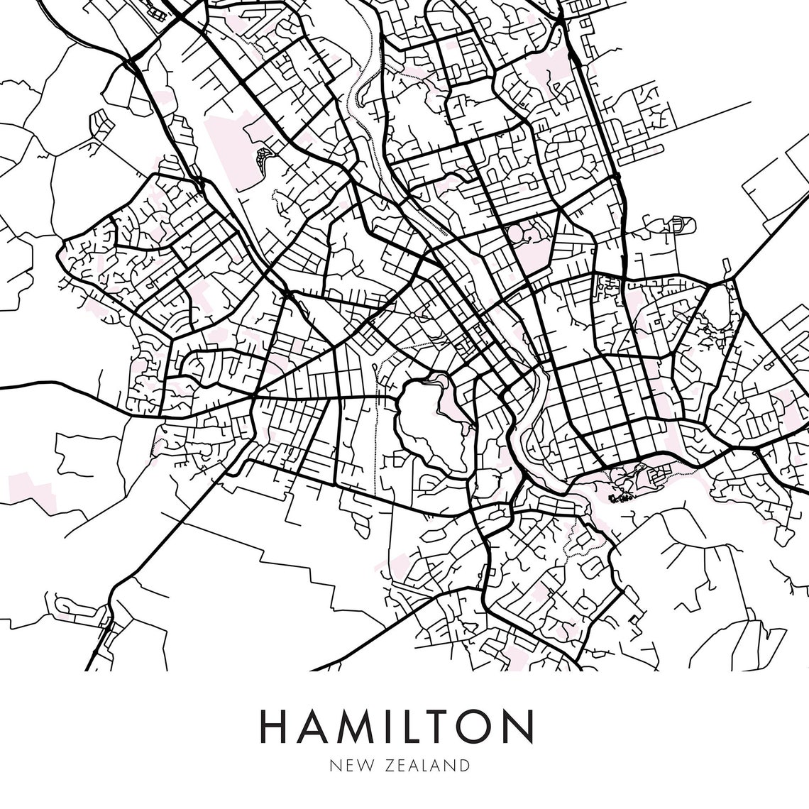 Hamilton New Zealand City Map Print Wall Art Print at Home | Etsy