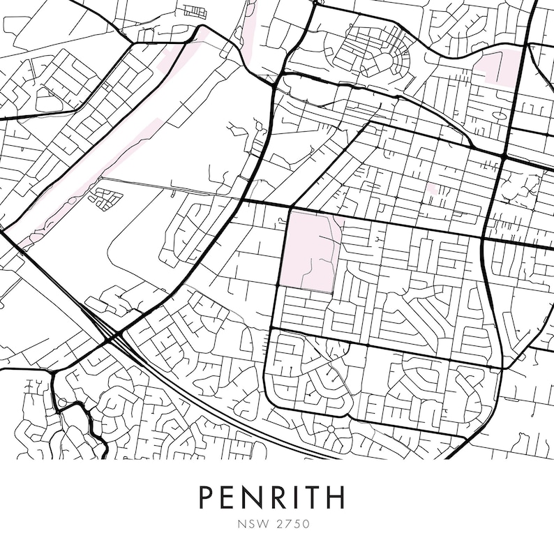 Penrith Sydney Australia Art City Map Print Wall Art A4 - Etsy