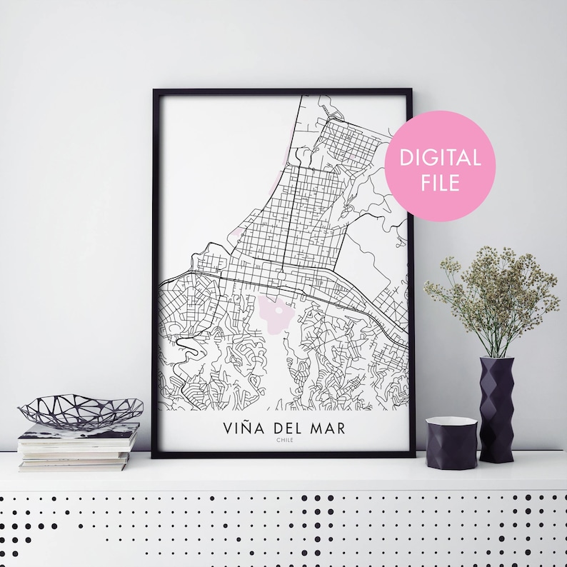 Viña Del Mar Chile City Map Print Wall Art Print at Home | Etsy