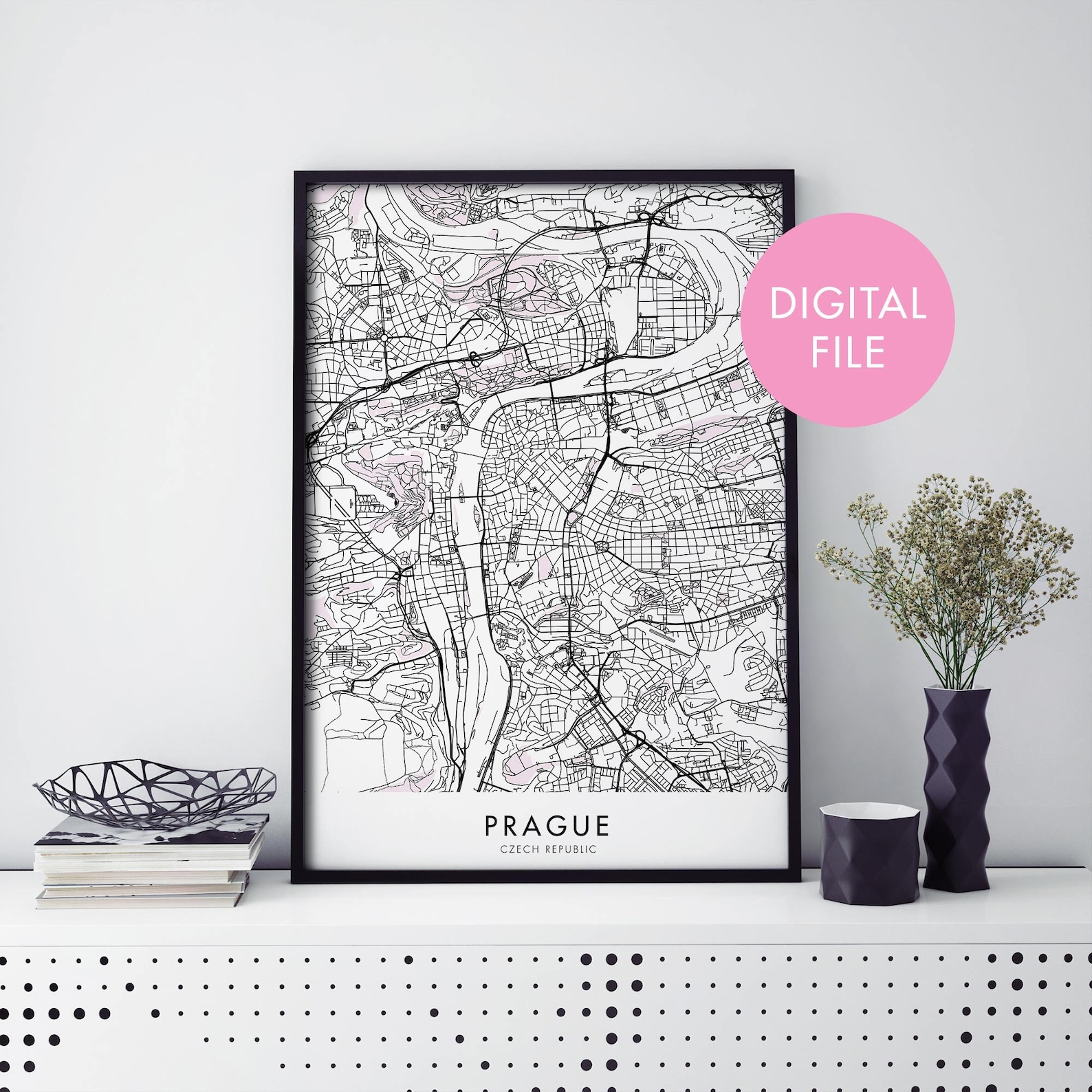 Prague Czech Republic City Map Print Wall Art Print at Home | Etsy