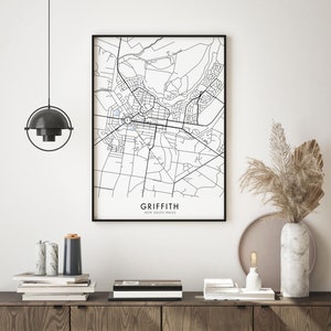 Griffith, New South Wales, Australia City Map Print Wall Art | Print at ...