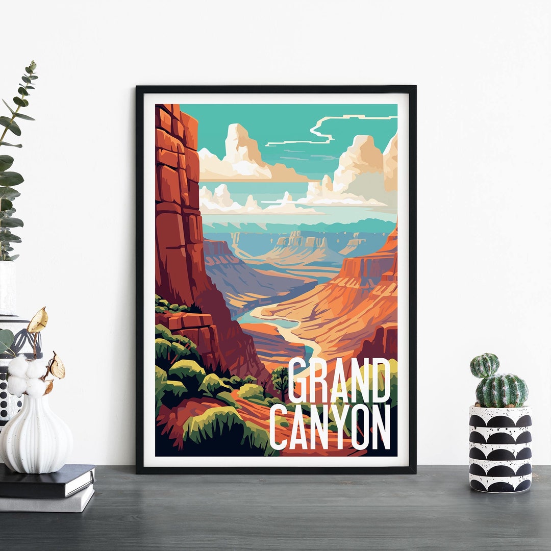 Grand Canyon | Illustrative Travel Print Wall Art | 4x6 5x7 A4 A3 A2 A1 ...