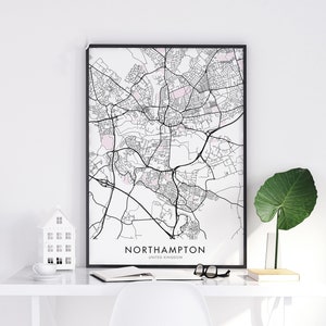 Northampton, England, UK City Map Print Wall Art | Print at Home ...