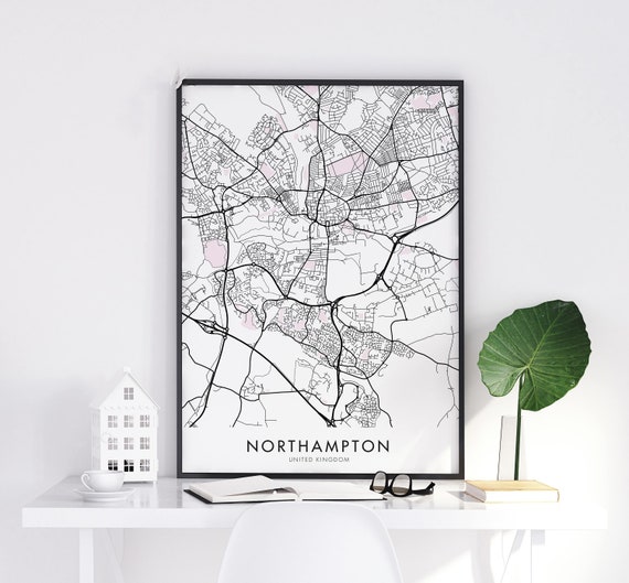 Northampton Map Poster Digital Map Print Northampton England Map Print ...