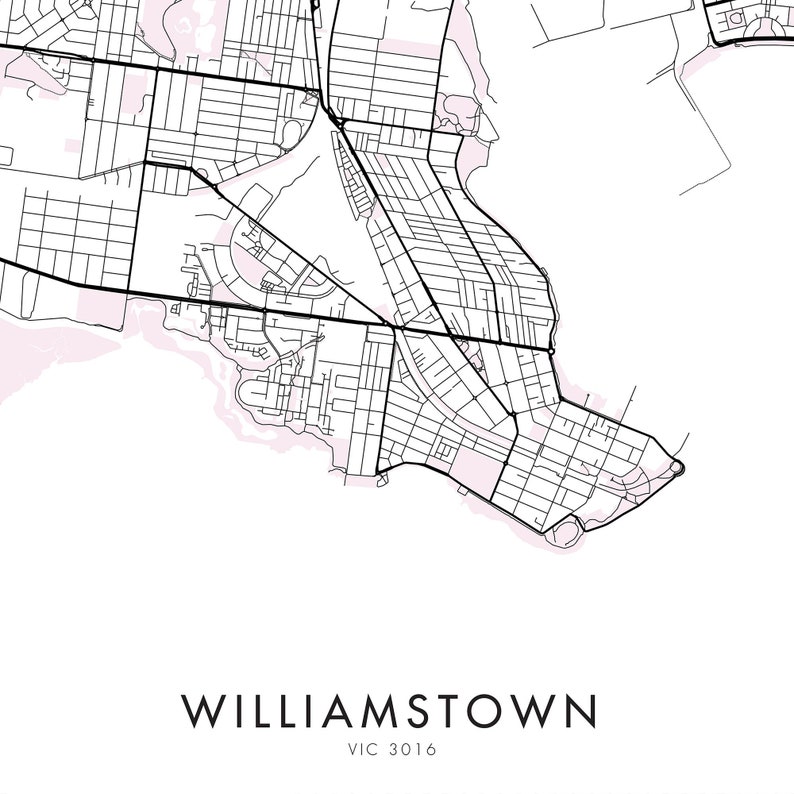 Williamstown Melbourne Art City Map Print Wall Art A4 A3 | Etsy