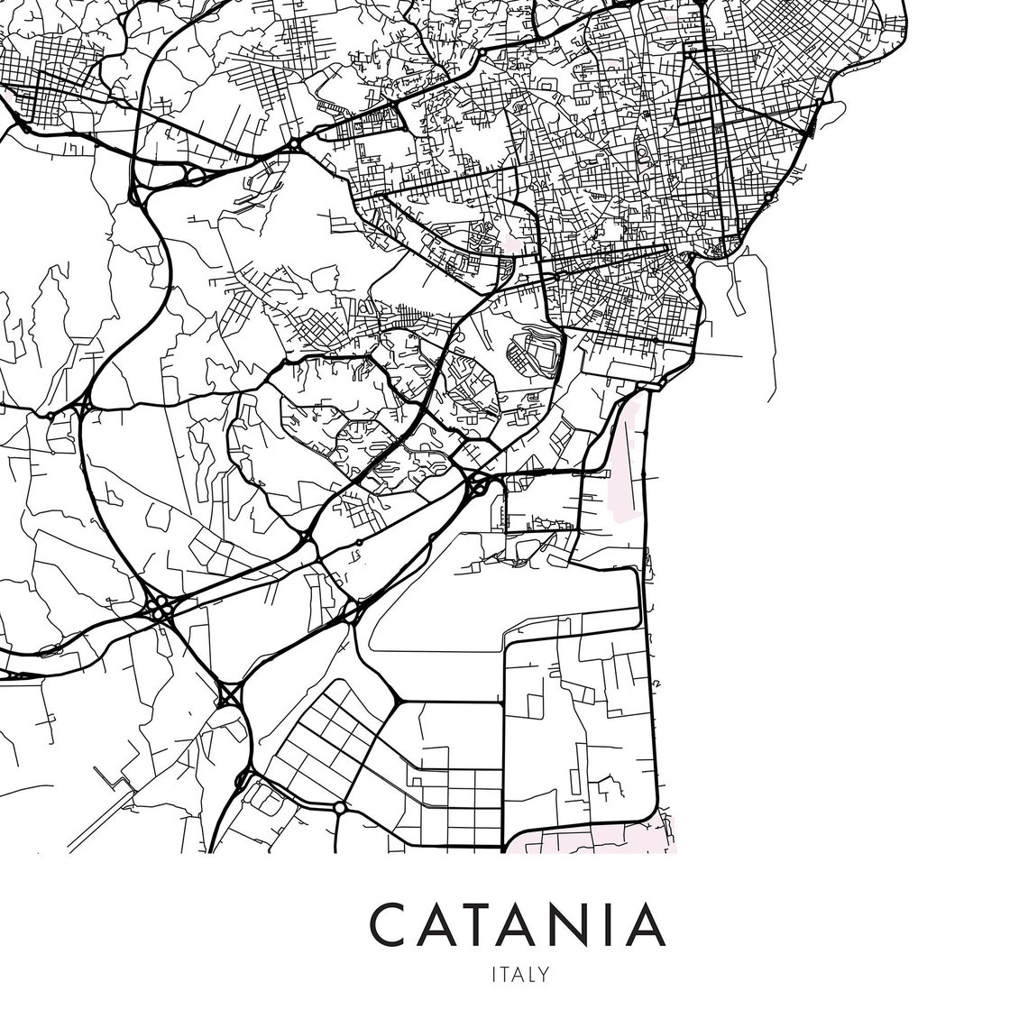 Catania, Sicily, Italy City Map Print Wall Art | Print at Home ...