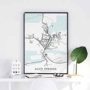 Alice Springs, Northern Territory, Australia City Map Print Wall Art ...
