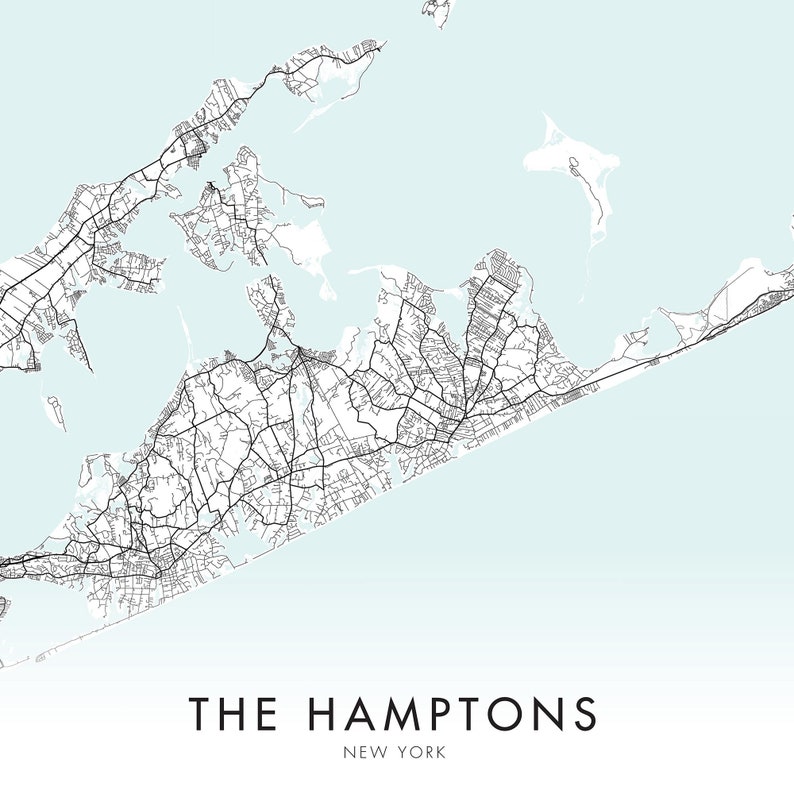 The Hamptons New York City Map Print Wall Art Print at Home - Etsy