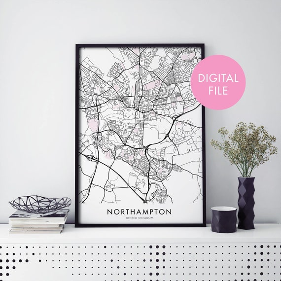 Northampton Map Poster Digital Map Print Northampton England Map Print ...
