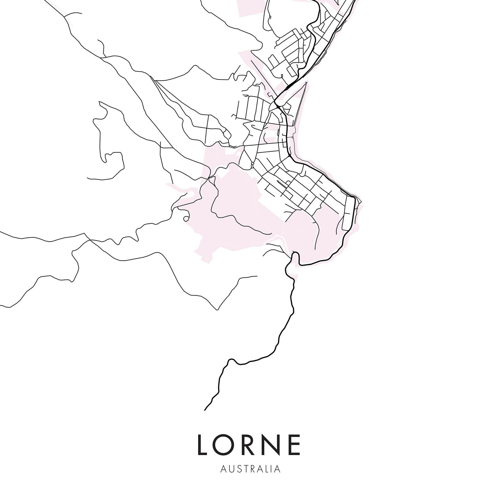 Lorne, Victoria, Australia Art, City Map Print Wall Art | A4 A3 A2 A1 ...