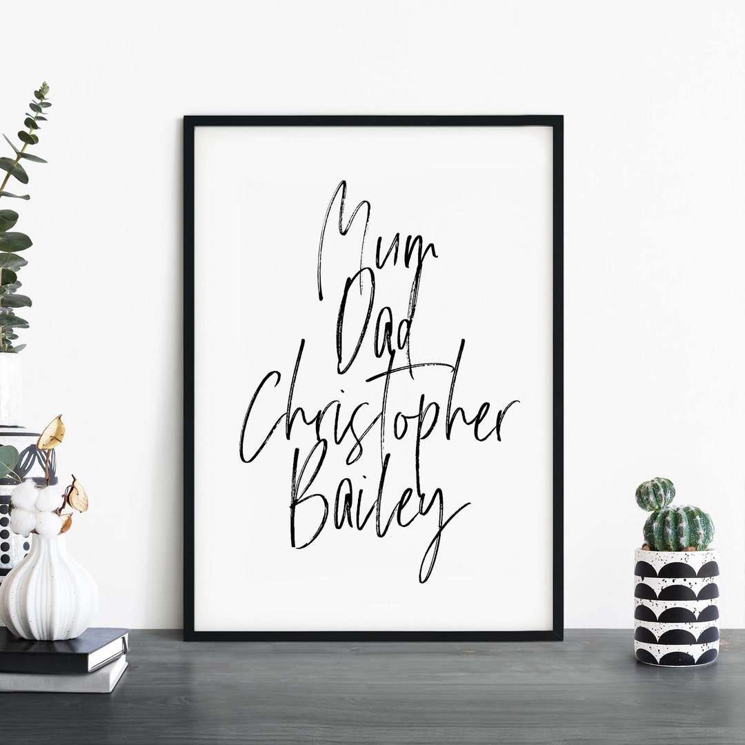 Custom Family Names Poster Print Wall Art | Personalized Text | Your ...