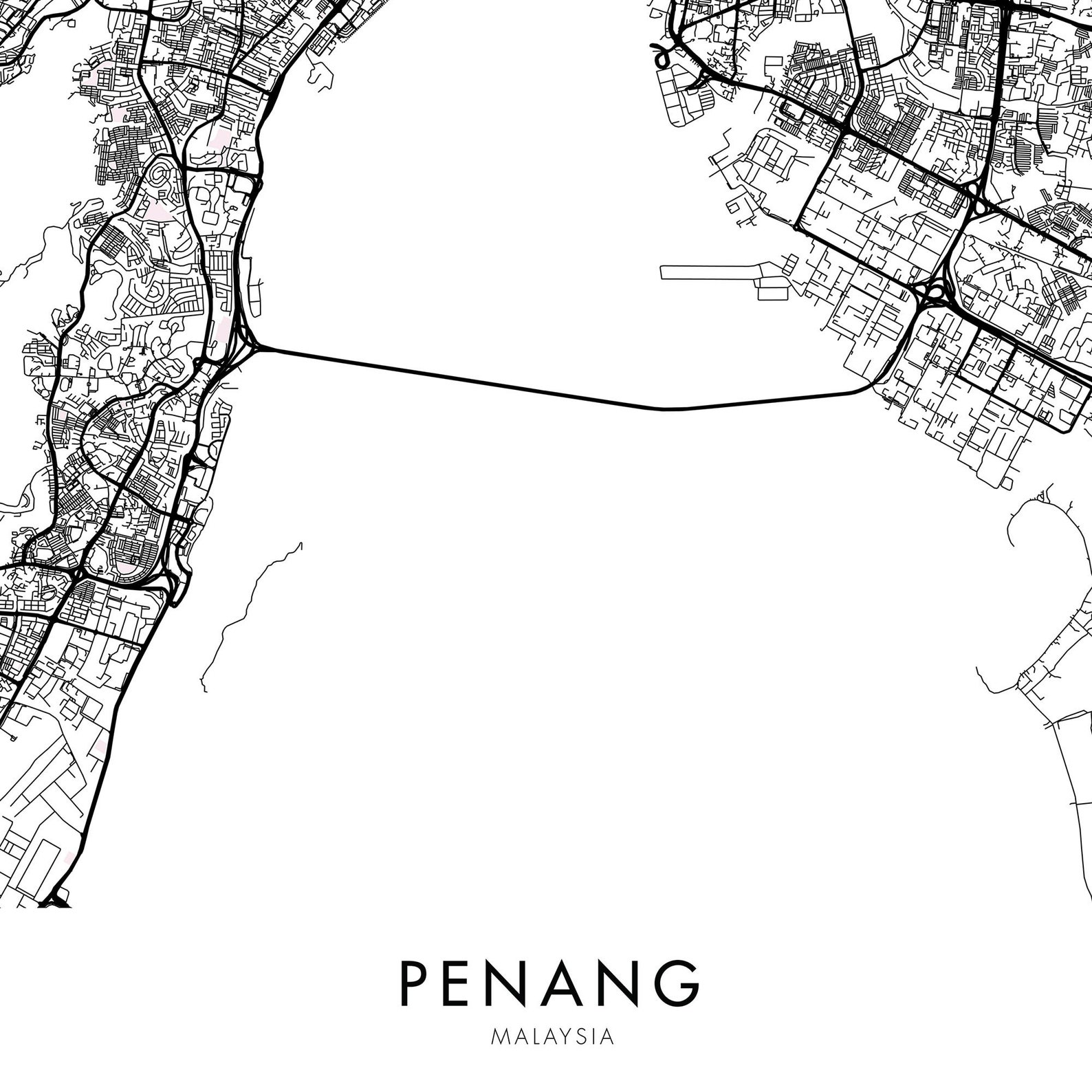 Penang Malaysia City Map Print Wall Art Poster Print at - Etsy