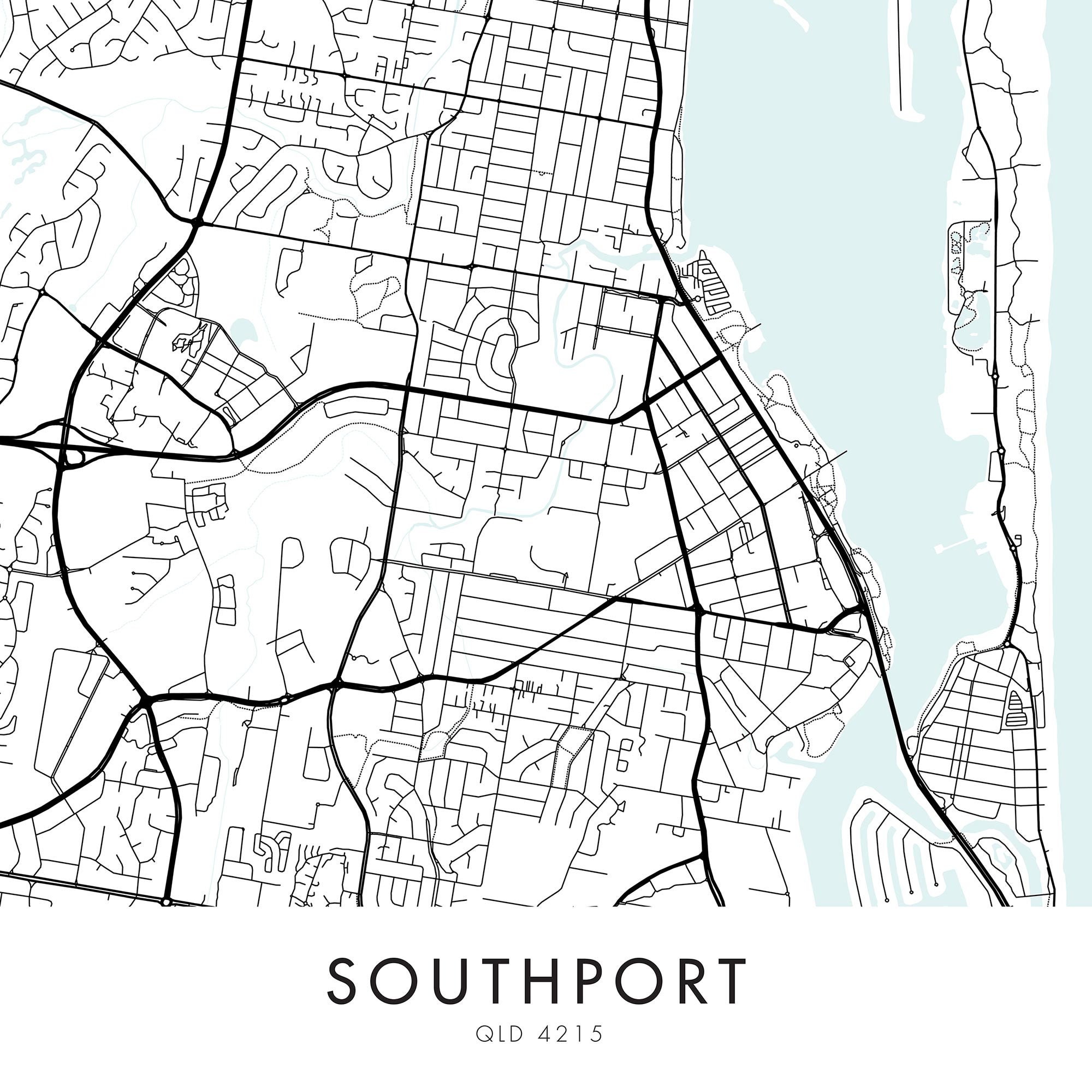 Southport Gold Coast Australia Art City Map Print Wall Art | Etsy
