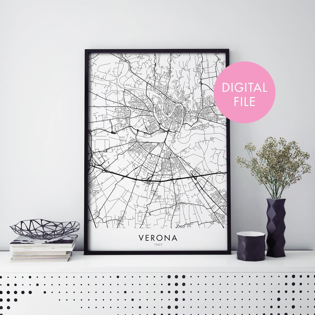 Verona, Italy City Map Print Wall Art | Print at Home | Digital ...