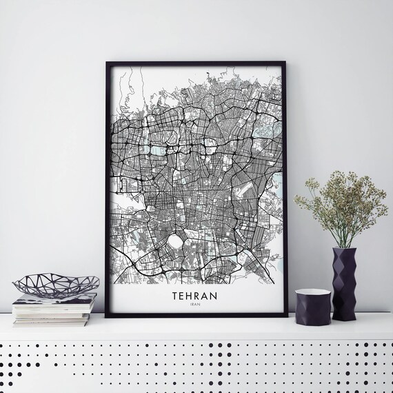 Tehran Iran Art City Map Print Wall Art A4 A3 A2 A1 | Etsy