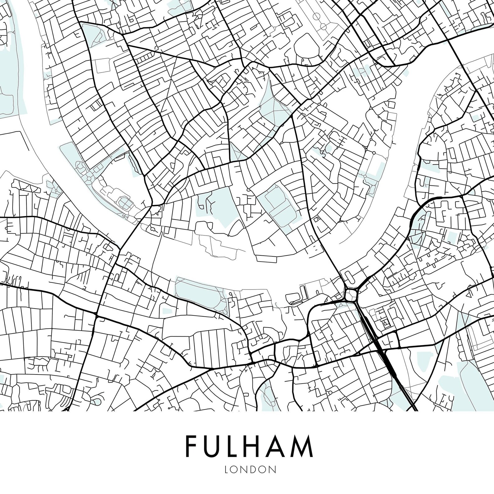 Fulham London England UK Art City Map Print Wall Art | Etsy