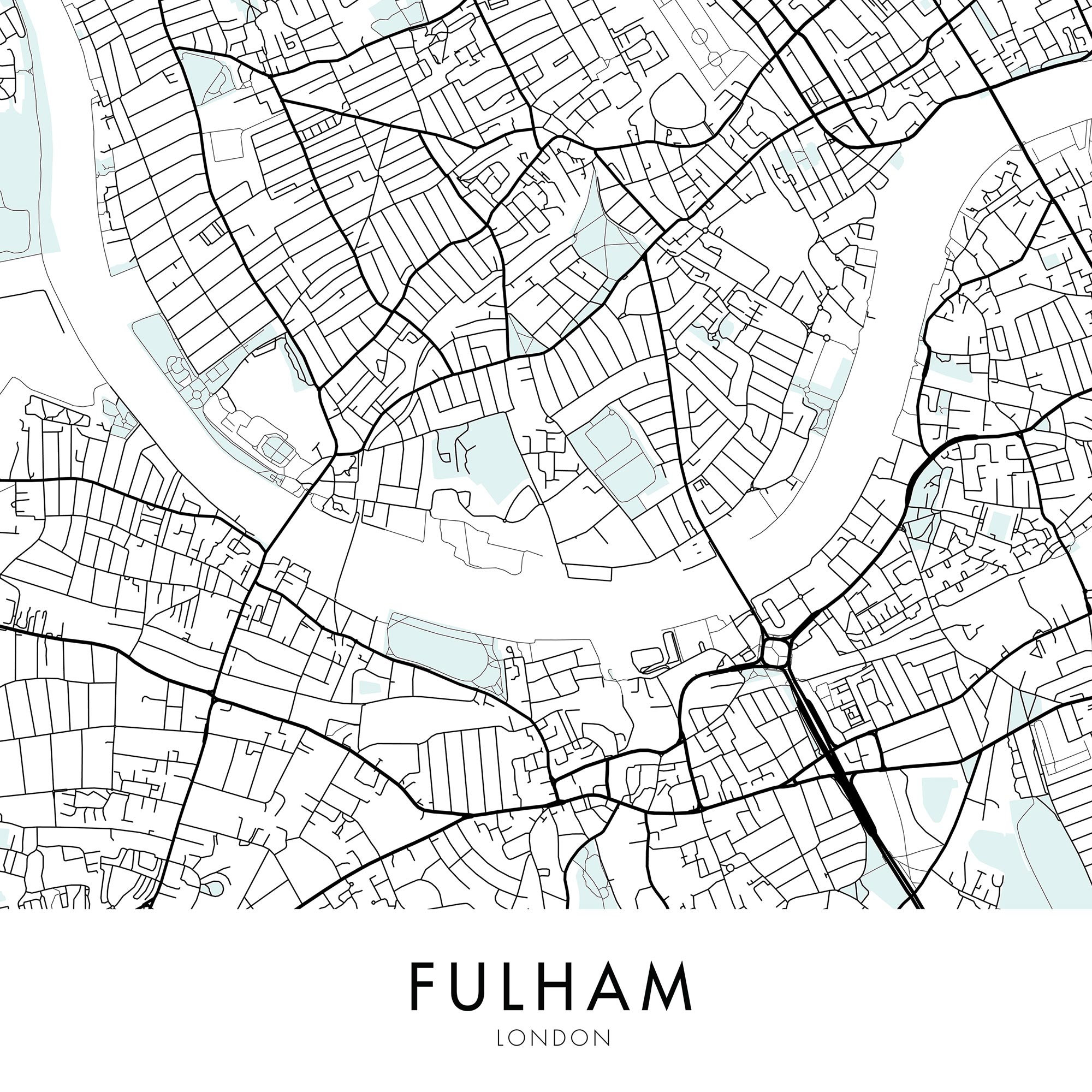 Fulham London England UK Art City Map Print Wall Art | Etsy