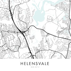 Helensvale, Gold Coast, Australia Art, City Map Print Wall Art | A4 A3 ...