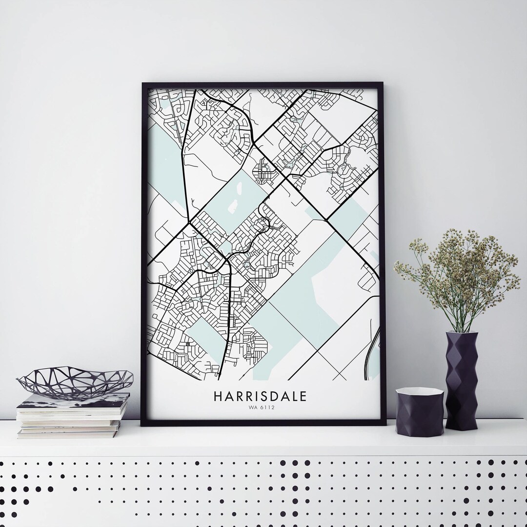 Harrisdale, Perth Australia Art, City Map Print Wall Art | A4 A3 A2 A1 ...