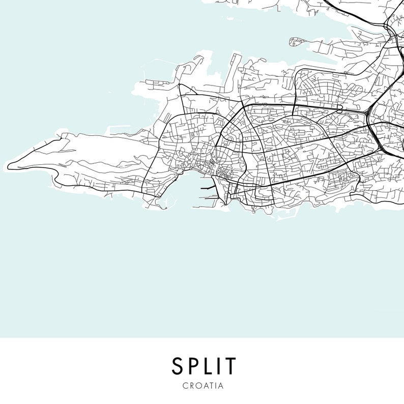 Split Croatia Art City Map Print Wall Art A4 A3 A2 A1 - Etsy