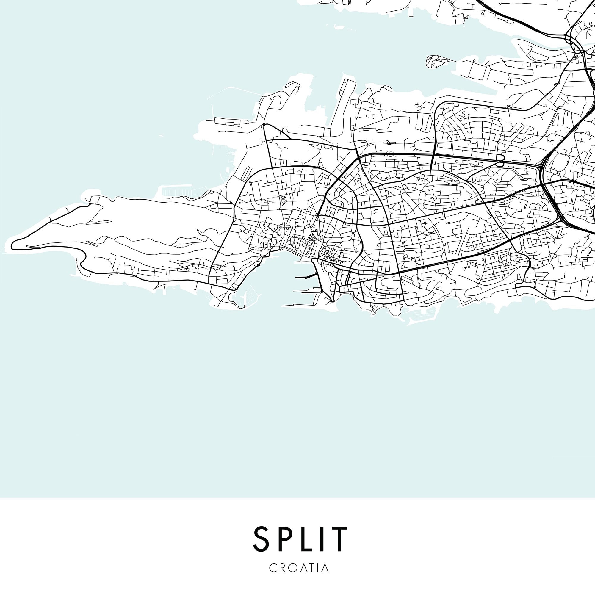 Split Croatia Art City Map Print Wall Art A4 A3 A2 A1 | Etsy