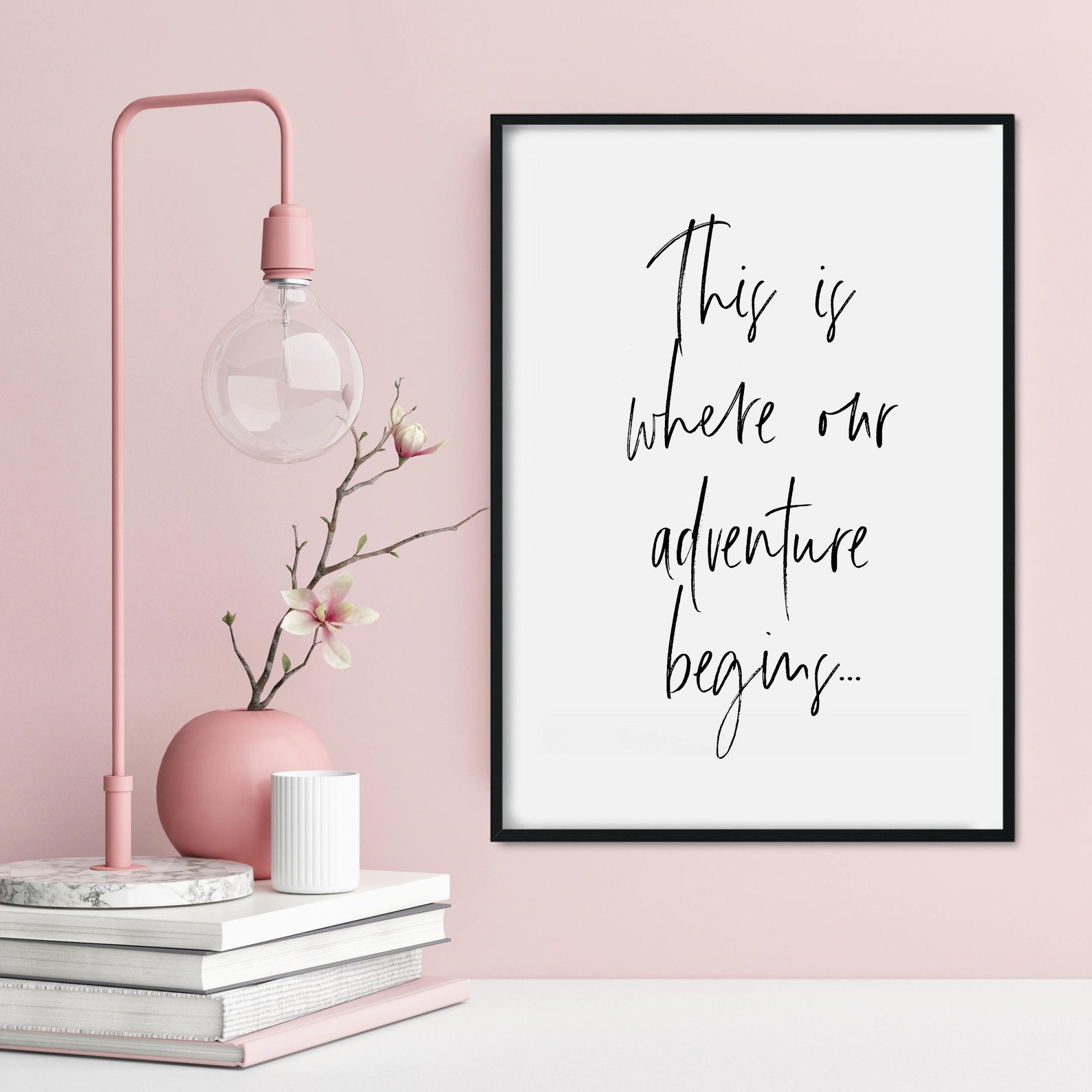 This is Where Our Adventure Begins Black & White Text Poster - Etsy
