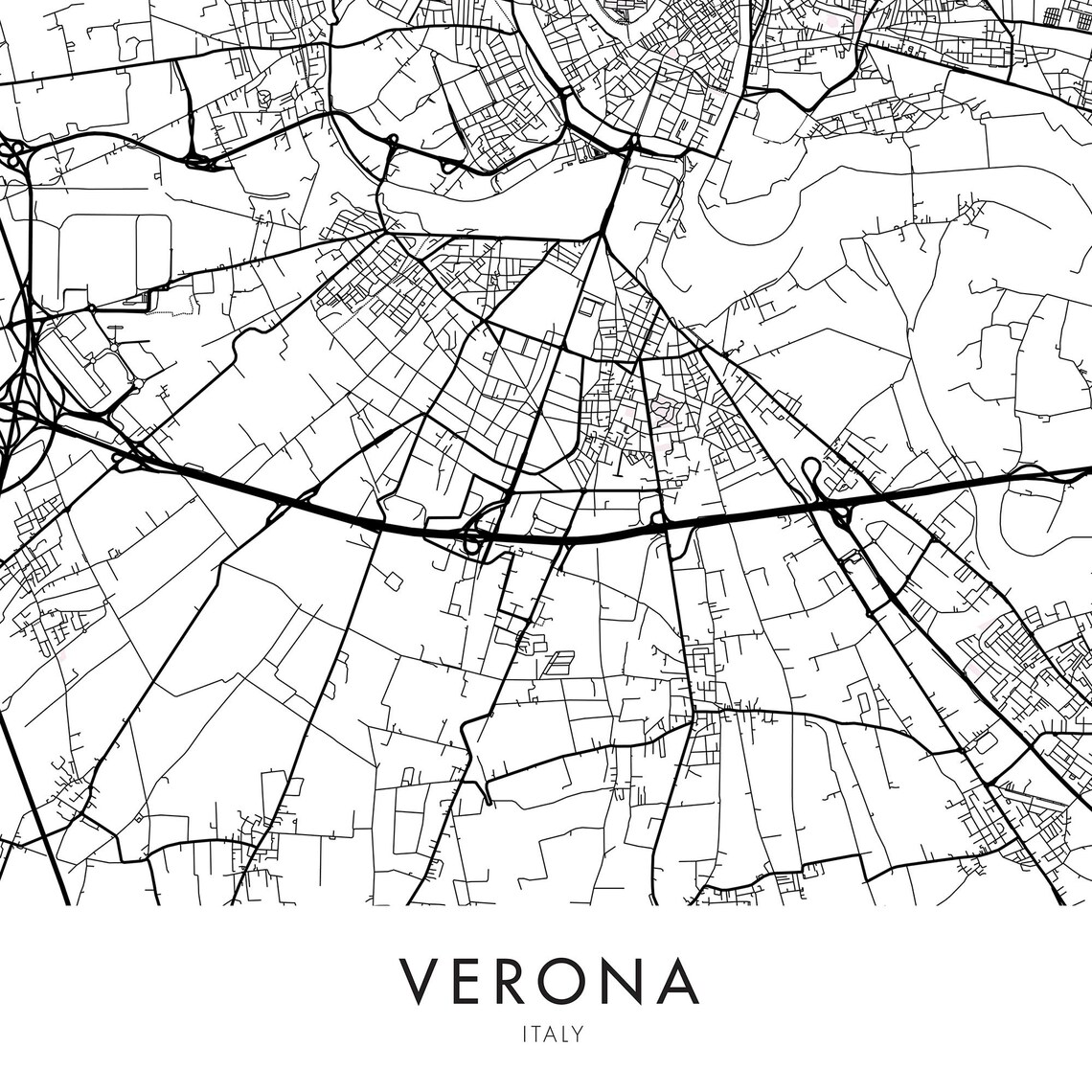 Verona Italy City Map Print Wall Art Print at Home - Etsy