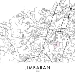 Jimbaran, Bali, Indonesia City Art, Map Print Wall Art A4 A3 A2 A1 A1 ...